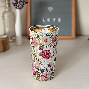 WANGXUEE flower leaf Print 500ml Stainless Steel Travel Tumbler Double Wall Vacuum Insulated Coffee Mug