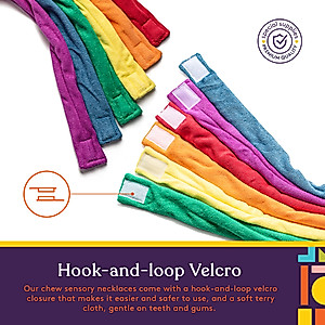 Special Supplies Chew Necklaces for Sensory Kids Boys and Girls, 6 Bands, Soft and Super Absorbent Terry Cloth, Shirt and Clothing Oral Stimulation Alternative, Reusable and Washable