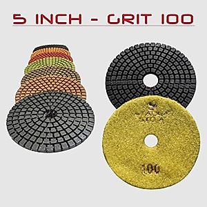 STADEA Premium Grade Wet 5" Diamond Polishing Pads Set For CONCRETE Polish