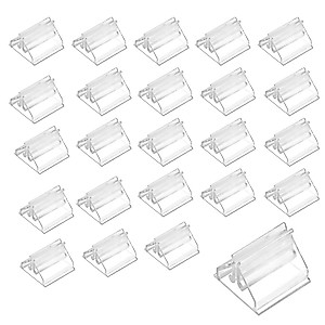 24 PCS Acrylic Name Card Stands Clear Name Card Stands, riangle Playing Card Holders, Small Card Clips, Display Stand,Game Piece Holders Board for Cards, Photos, Memos, Pictures Display﻿ (Transparent)