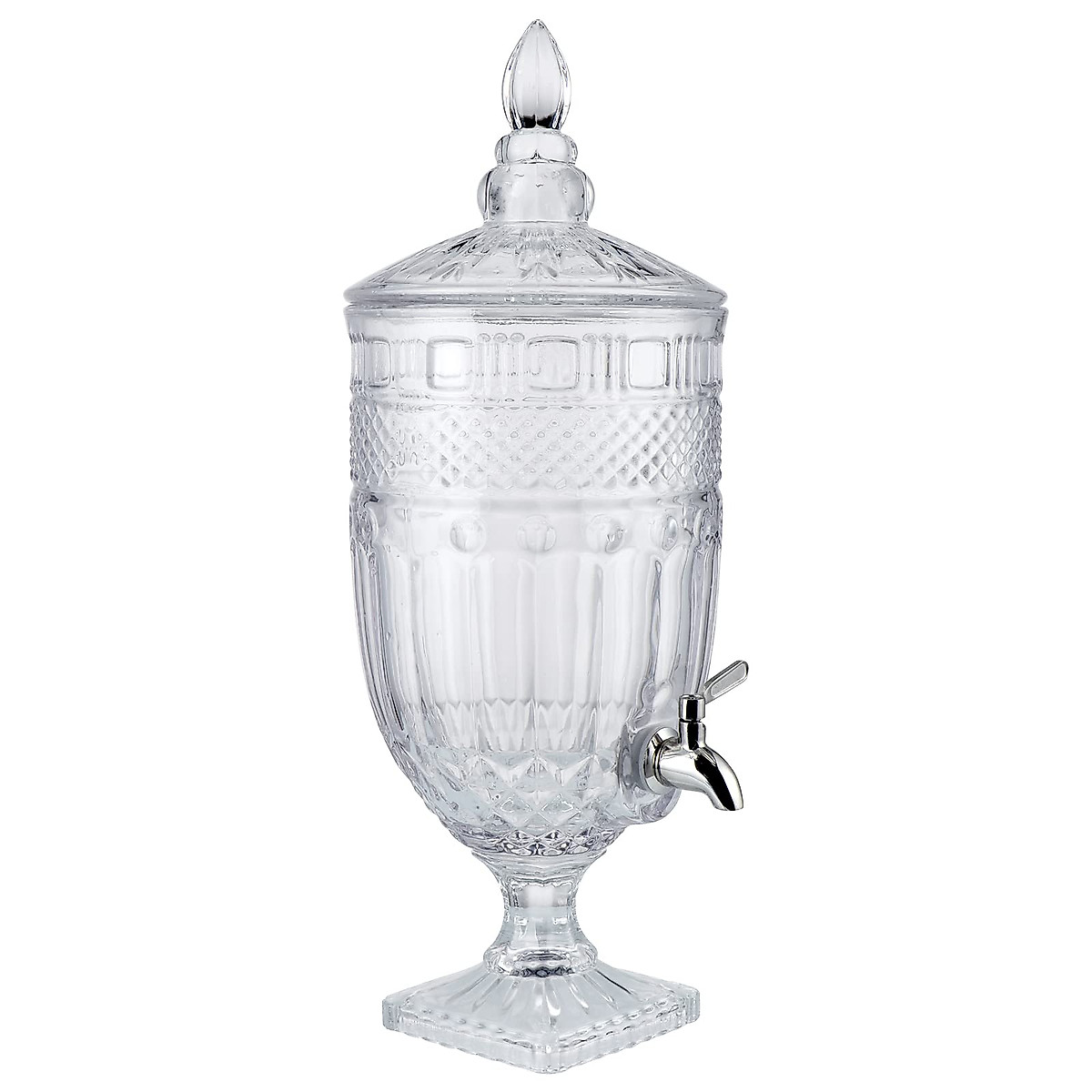 MOLIGOU Glass Beverage Dispenser, 1.3 Gallon Drink Dispenser with Stainless Steel Spigot, Wide Mouth Beverage Serveware for Party, Bar