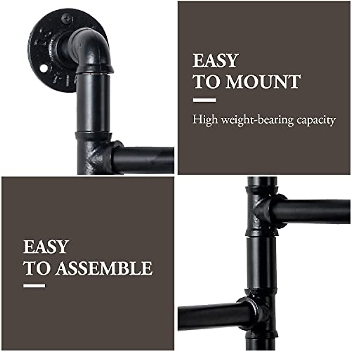 MyGift Wall Mounted Bathroom Towel Rack, Black Metal Industrial Pipe Design Swivel 3 Bar Towel Rack