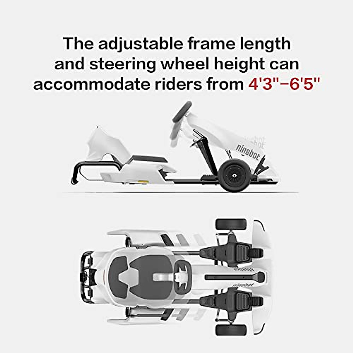 Segway Ninebot GoKart Kit, Outdoor Race Pedal Go Karting Car for Kids and Adults, Adjustable Length and Height, Ride on Toys