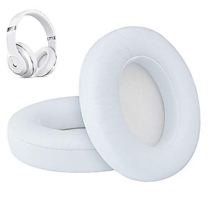 Studio Ear Pads Cushions Replacement Parts Repair Kit Compatible with Beats by Dr. Dre Studio 2 Wireless/Wired B0500/B0501 and Studio 3 Over Ear Headphones (White)