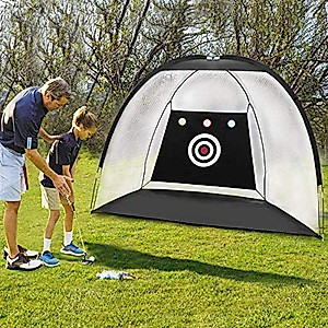 Golf Practice Net, 10x7ft Golf Hitting Training Aids Nets with Target and Carry Bag for Backyard Driving Chipping - 1 Golf Mat -5 Golf Balls - 1 Golf Tees- Men Kids Indoor Outdoor Sports Game