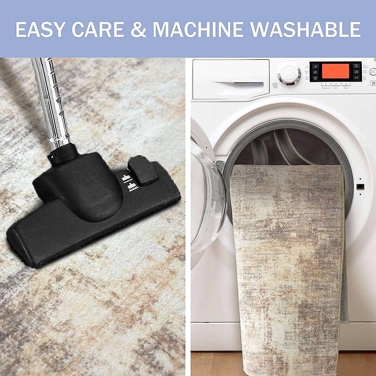 IOHOUZE Small Abstract Area Rug 2x3 Ft Entryway Rug Washable Door Mat Indoor Entrance, Non Slip Throw Rug, Printed Faux Wool Front Door Rug for Foyer Kitchen, Beige Brown