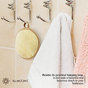 Almooni Premium Egyptian Exfoliating Loofah Pad Body Scrubber - Round loofa Shape - Made with Natural Egyptian Shower lufa Sponge That Gets You Clean - Not Just Spreading Soap -2 Pack