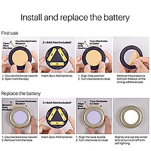 STAR-SPANGLED 5 Pack 2.8” Push Tap Lights, Stick on Touch Puck Lights AAA Battery Operated, LED Sticky Button Lights for Classroom, Kitchen, Under Cabinet, Closet (Golden, Warm White)