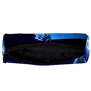 Cat Catching Moon Pencil Bag Pen Case Stationary Case Pencil Pouch Desk Organizer Makeup Cosmetic Bag for School Office