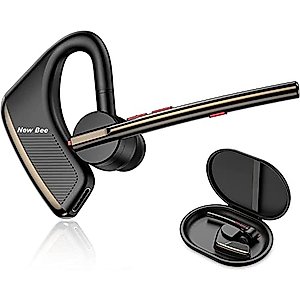 New bee Bluetooth Headset V5.2 Wireless Bluetooth Earpiece 24Hrs Talktime CVC8.0 Dual Mic Noise Cancelling for iPhone/Android/Driver/Business/Office