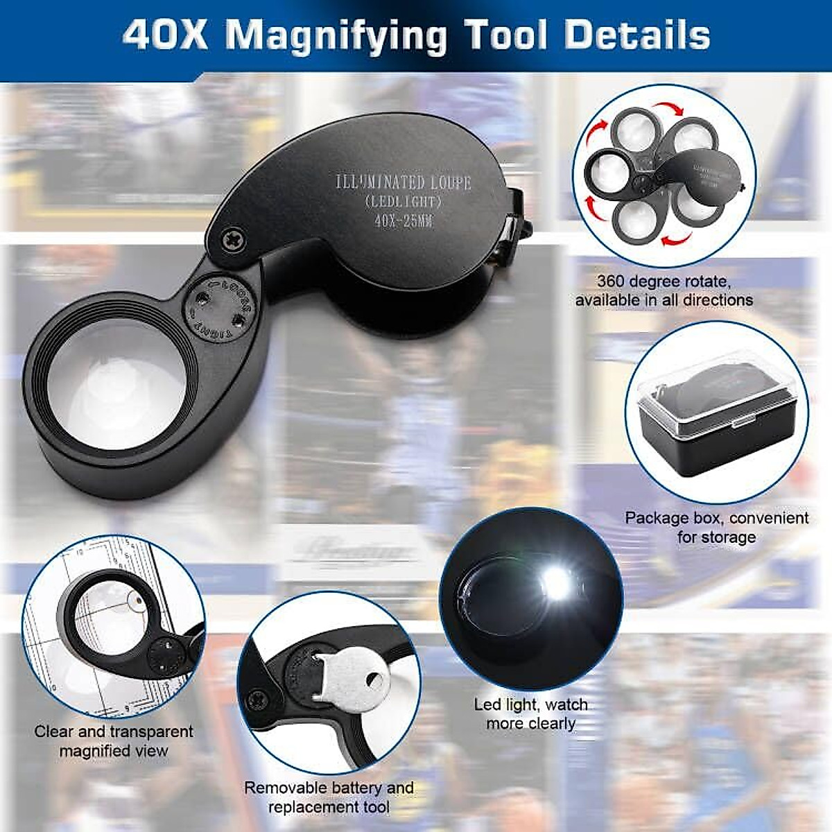 Luxiv Card Grading Centering Tool Kit, Card Center Tool with 30X Magnifying Tool, 2 Pcs Clean Cloth, Centering Guide Card Tools