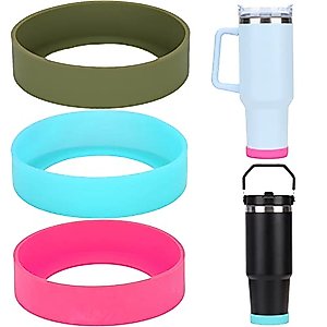 Menetop 3 Pcs Protector Silicone Boot for Stanley Quencher Adventure 40oz&IceFlow 20/30oz, Water Bottle Bottom 7cm Sleeve Cover Compatible with Stanley Tumbler