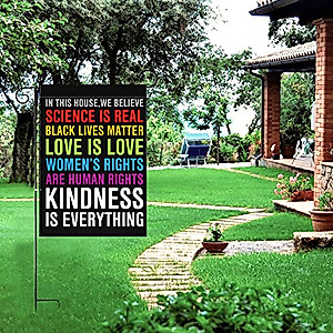 XIFAN Premium Garden Flag for in This House We Believe Science is Real Black Lives Matter Vertical Double Sided 12.5 x 18 Inch Yard Outdoor Decoration