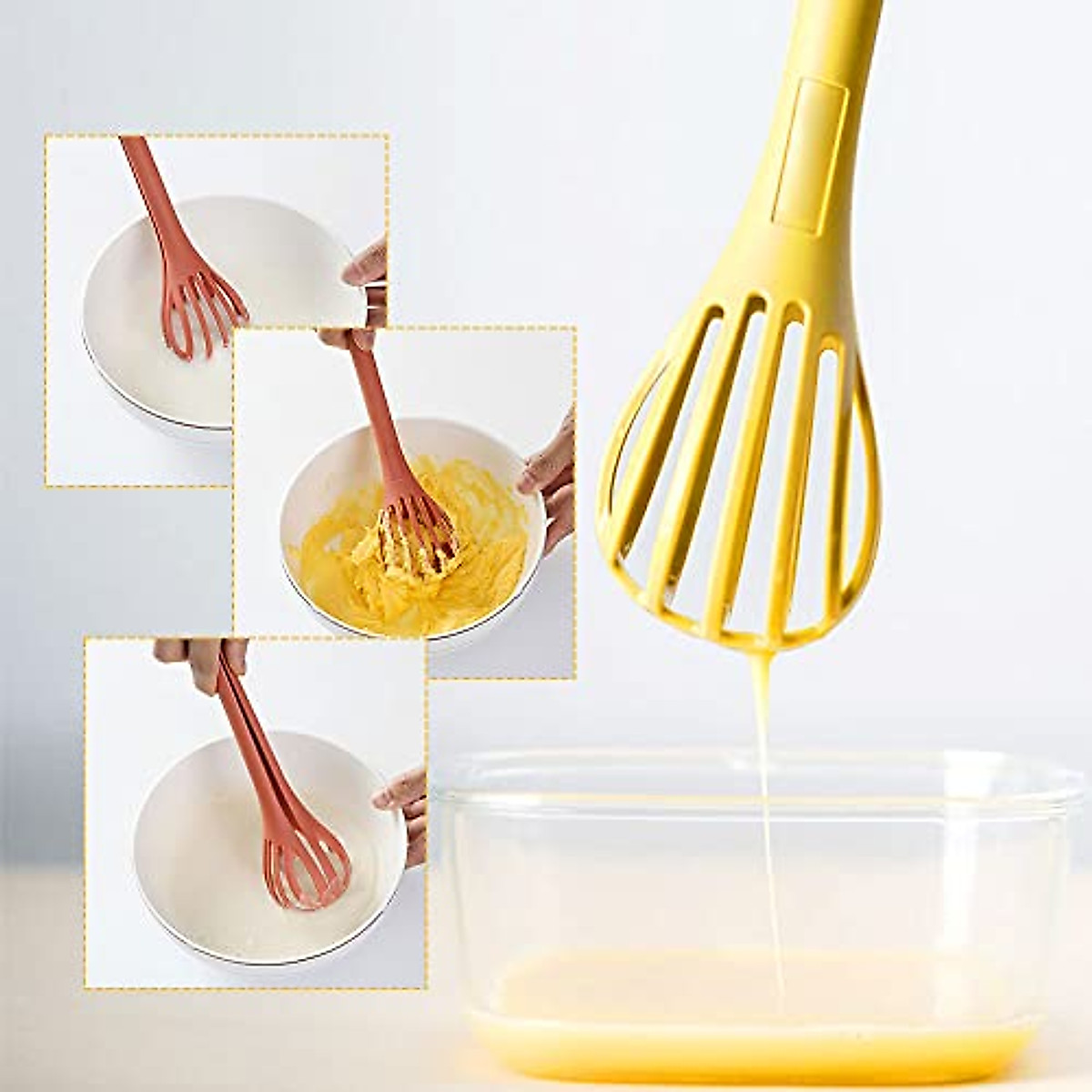 2 PCS 2 in 1 Food Clip & Egg Whisk, Multifunctional Kitchen Tool for Cooking Salad Mixer and Food Clip, Egg Beater, Bread Clip Handheld Blende Egg Beater for Cooking, Mixing, Barbecue