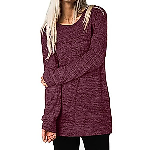 XIEERDUO Plus Size Sweatshirts For Women Oversized Sweaters Crewneck Tunic Tops Fuchsia 3XL