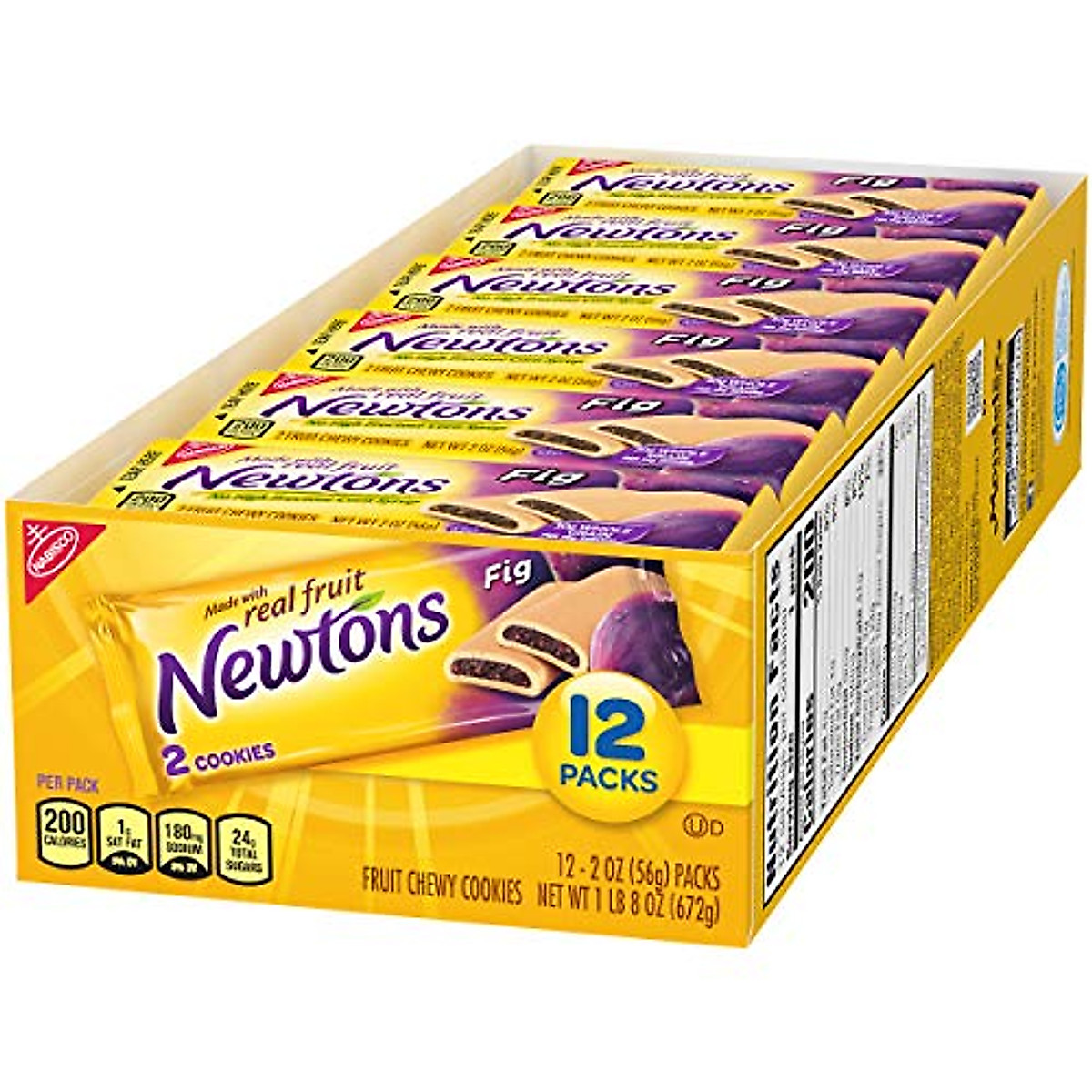 Newtons Soft & Fruit Chewy Cookies, (2 Cookies Per Pack) Fig, 24 Oz (Pack of 12)
