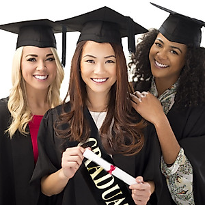 Vovii Graduation Decorations Class of 2024, Glittered Metal Graduation Princess Black Graduate Sash and Gold Grad Tiara Crown Class of 2024 for Graduation Party Decorations Grad Decor Favors