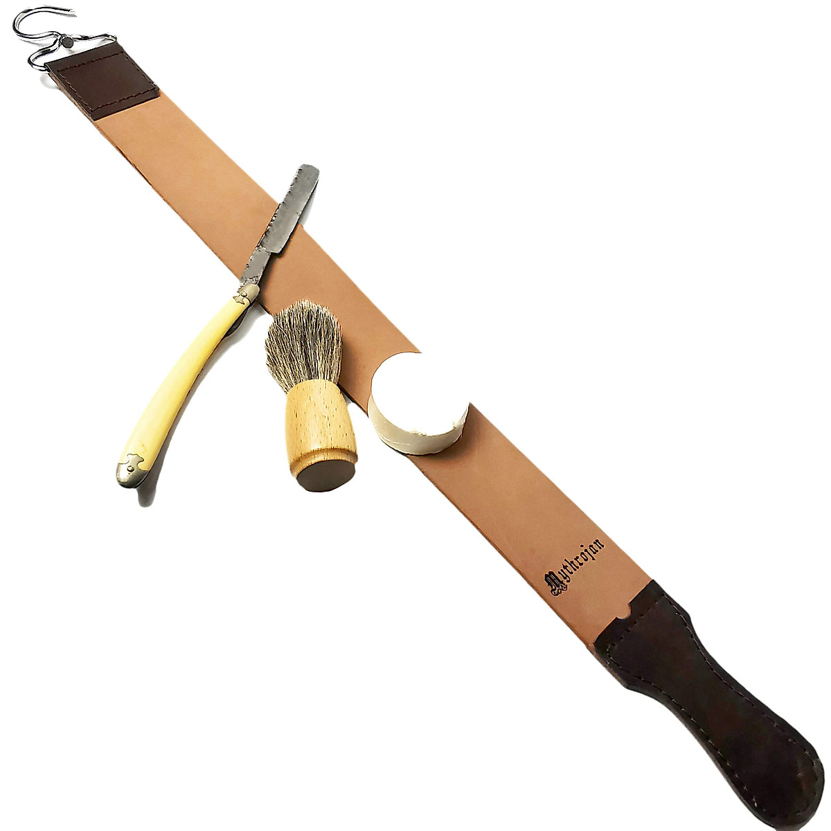 Mythrojan Straight Edge Razor Strop Leather Sharpening Strap for Straight Razor