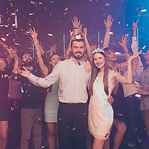 BAHABY Prom Queen Sash and Tiara Set, Silver Crowns for Women & White Sash - Graduation Party School Party Accessories Bachelorette Party Wedding Bridal Shower Halloween Party Favors