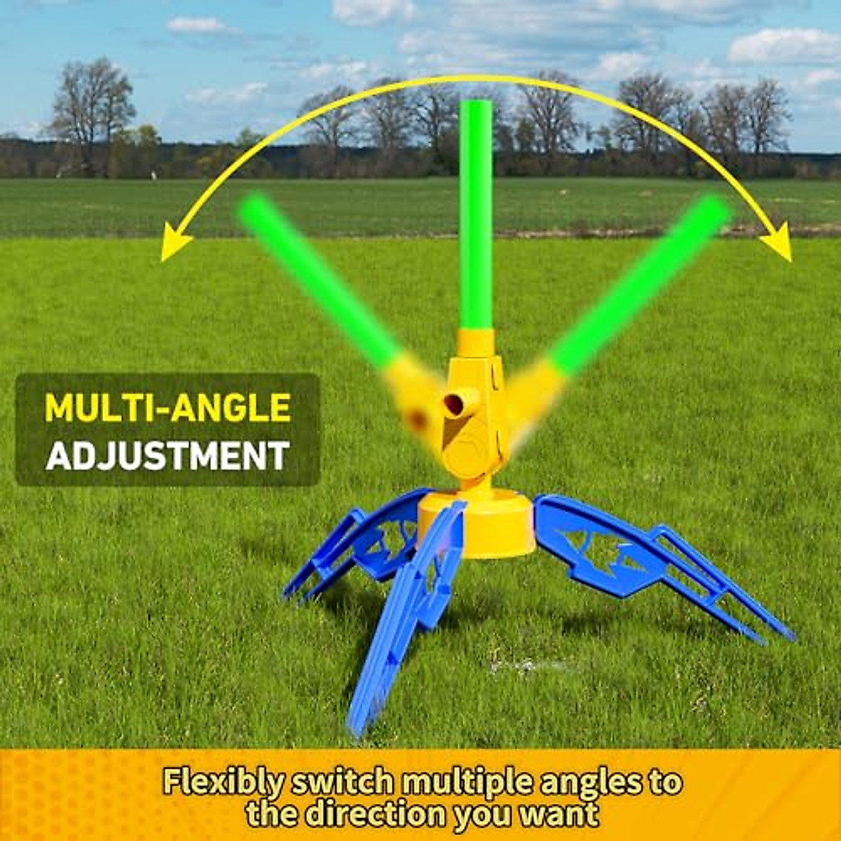 Toys Rocket Launcher for Kids - Launch up to 100 Ft, 8 Multi-Color Foam Rockets & Adjustable Launch Stand, Kids Outdoor Toys, Birthday Toys for Kids Boys Girls Age 3+ Years Old