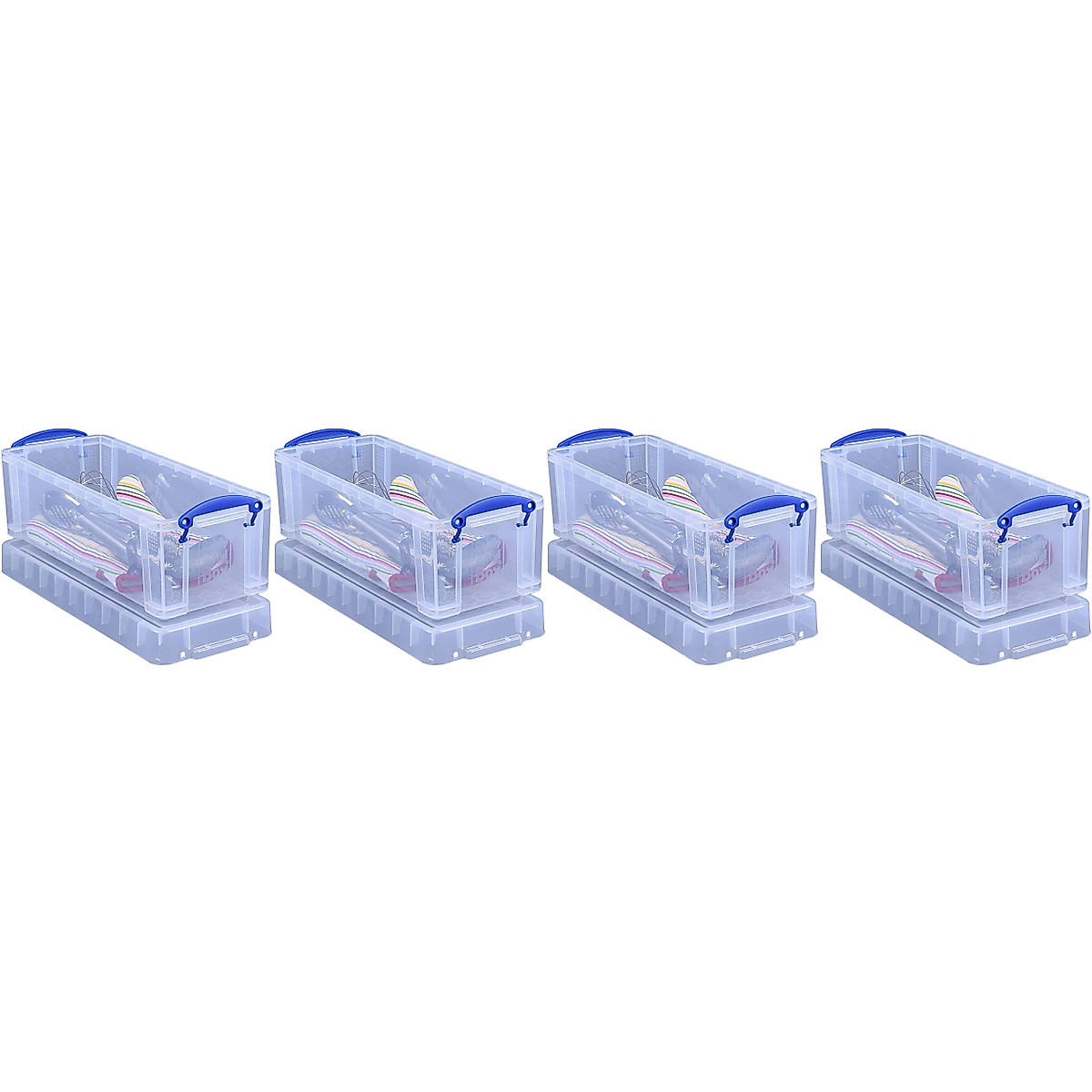 Really Useful Boxes Plastic Storage Box, 6.5 Liters, 17 1/2''x7''x6 1/4'', Clear (Clear Four Pack)