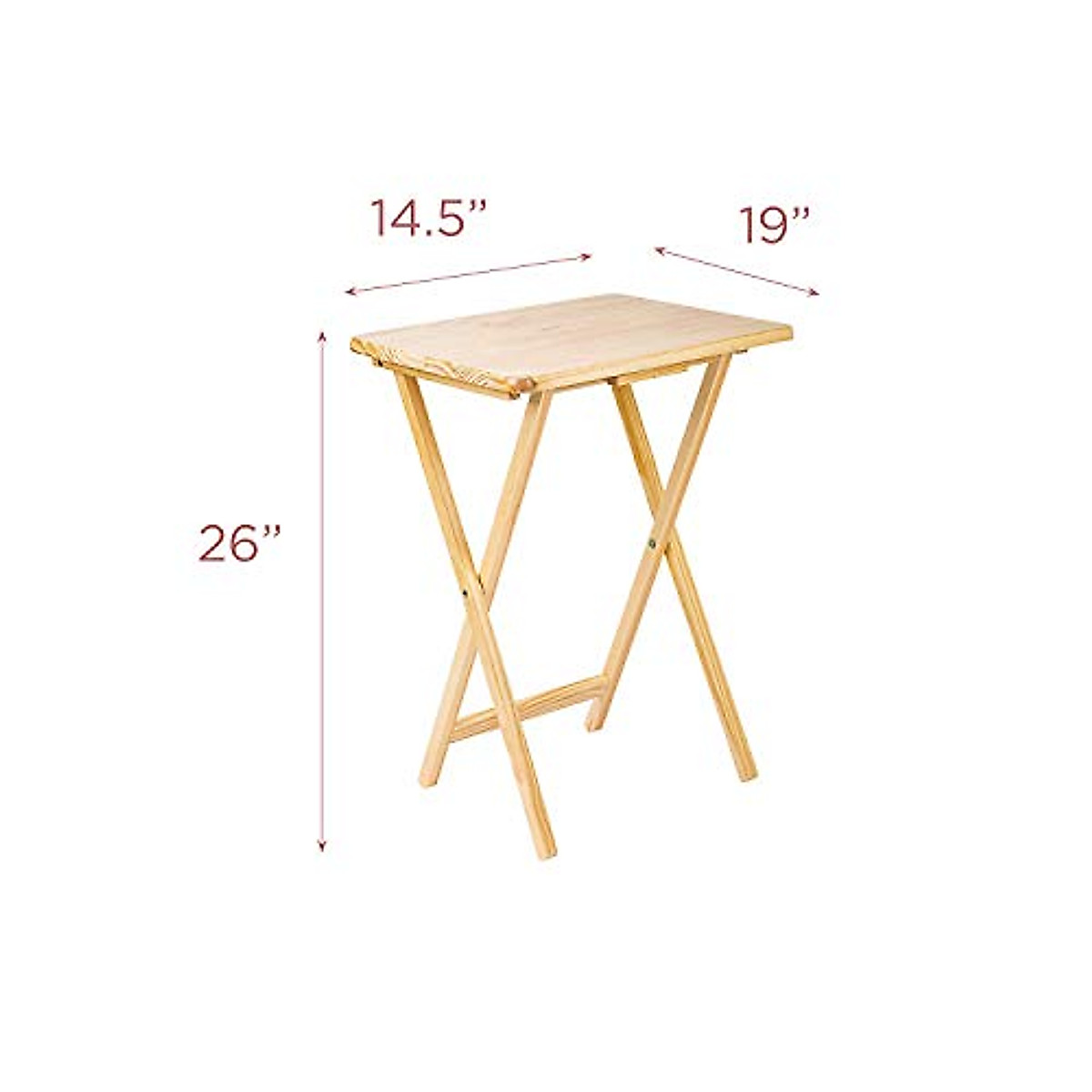 Pearington Ranchwood Folding TV Tray Table for Dining, Laptop Computer Stand, Gaming, Desk, 4-Pack, Natural Wood Finish