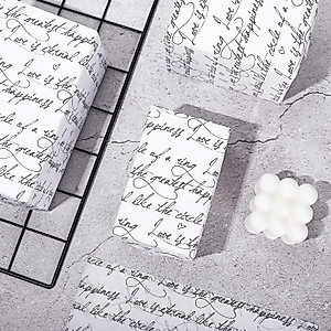 Whaline 100 Sheet Letter Gift Black White Tissue Paper Love Romantic Words Gift Packing Tissue Paper DIY Art Craft Paper for Wedding Birthday Party Valentine's Day Decoration, 13.7 x 19.6 Inch