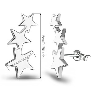 Sterling Silver Star Stud Hypoallergenic Stars Post Earrings for Girls Teens Women