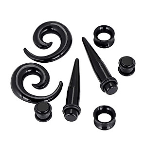 Beautidots 68 Pieces Ear Stretching Kit 14G-00G Gauges Expander Kit Acrylic Tapers Silicone Tunnels Spiral Tapers Body Piercing Jewelry Set