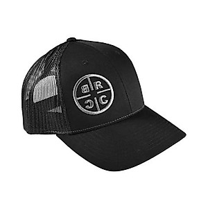 Black Rifle Coffee Company Hats (BRCC Circle Logo Trucker Hat - Black w/Black Mesh)
