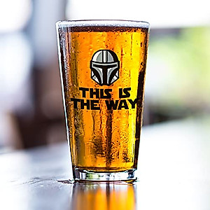 Momstir This is the Way Star Wars Themed Beer Glass with Mandolorian Bounty Hunter Din Djarin during the Fallen Galactic Empire - Star Wars Gift for Men and Women, Starwars Fans Gift Idea