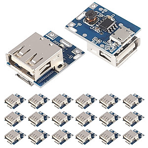 AITRIP 20PCS Boost Step Up 5V 1A Power Supply Module Lithium Battery Charge Protection Board 134N3P DIY Charger USB and Micro USB Port with LED Display