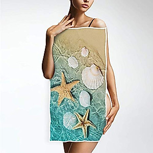 Wamika Beach Summer Hand Towels Seashells Starfishs Face Towel Ocean Sea Soft Thin Guest Towel Portable Kitchen Tea Towels Dish Washcloths Bath Decorations Housewarming Gifts 16 X 30 in