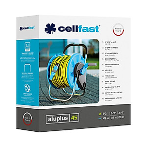 Cellfast Garden Hose Reel ALUPLUS 1/2" 45m, Aluminium Construction, Light, Convenient Transport and Storage of The Hose, Prevents Twisting, 55-150
