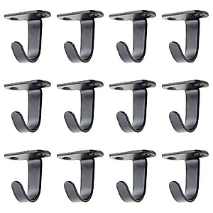 Unlorspy 12PCS Stainless Steel Under-Shelf Coat Hook with Screws Mount Ceiling Hooks Top Mount Hooks Towel/Robe Clothes Hook for Bathroom Kitchen Cabinet (Black)