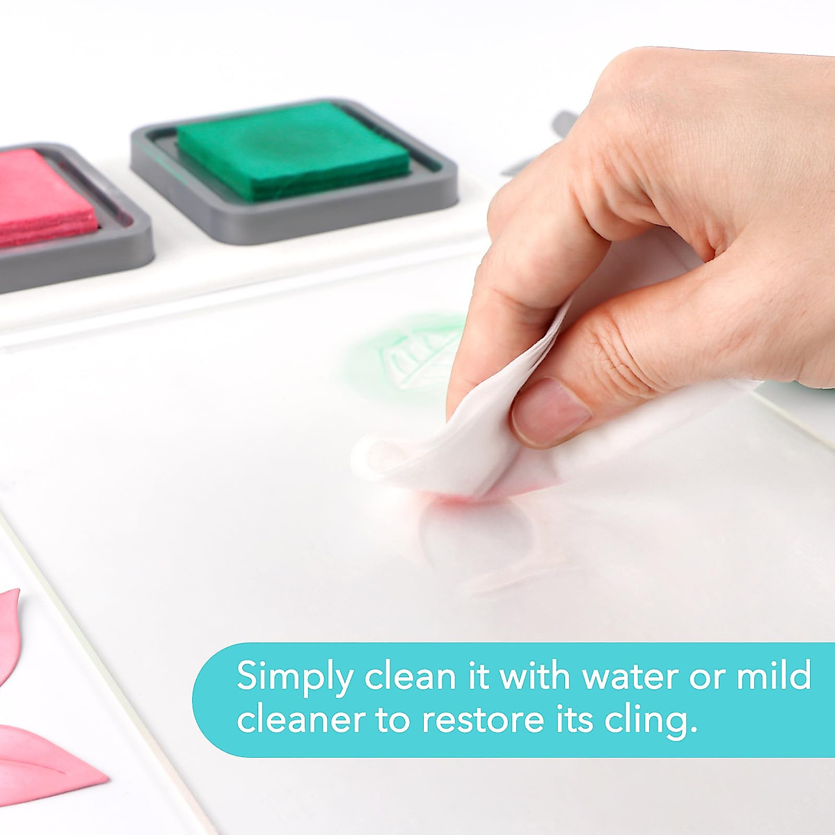 Briartw 4.75x6 Grip Mat with Printed Guides,Multi-Use Non-Slip Sticky Mats Fit in Mini-size Stamp Positioning Tool,Photopolymer Mat for Centering & Aligning Tape-free Stenciling Ink Blending