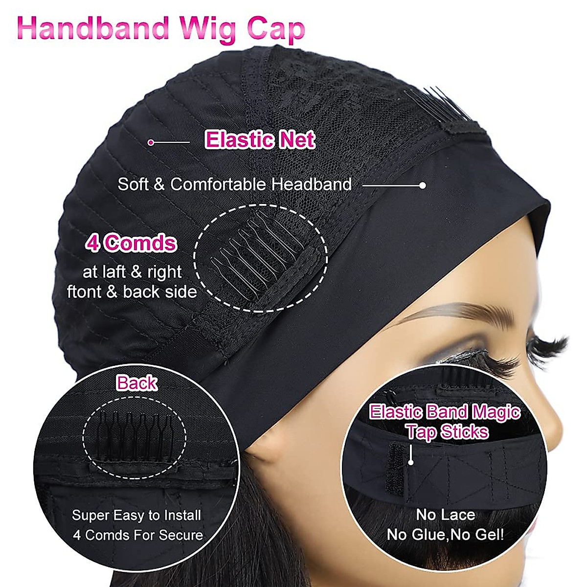 AISI Headband Wigs Human Hair Bob Headband Wigs for Black Women Easy Put On and Go Glueless Wigs Short Straight Wigs Machine Made 150% Density No Lace Headband Wig Natural Color(10 Inch)