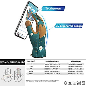 Vgo... 1Pair Gardening Gloves for Women, Goatskin leather Thorn Proof Working Gloves for Weeding, Digging, Raking, Pruning and Planting,Touchscreen (M,Dark Green,GA7471)