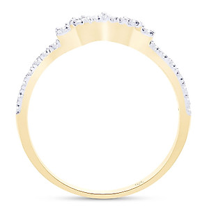 3/8 Carat Baguette & Round Cut White Natural Diamond Contour Crown Enhancer Guard Band Ring Jewelry for Women in 14K Yellow Gold Over Sterling Silver (0.37 Cttw, Color- I-J, Clarity- I2-I3)-6.5