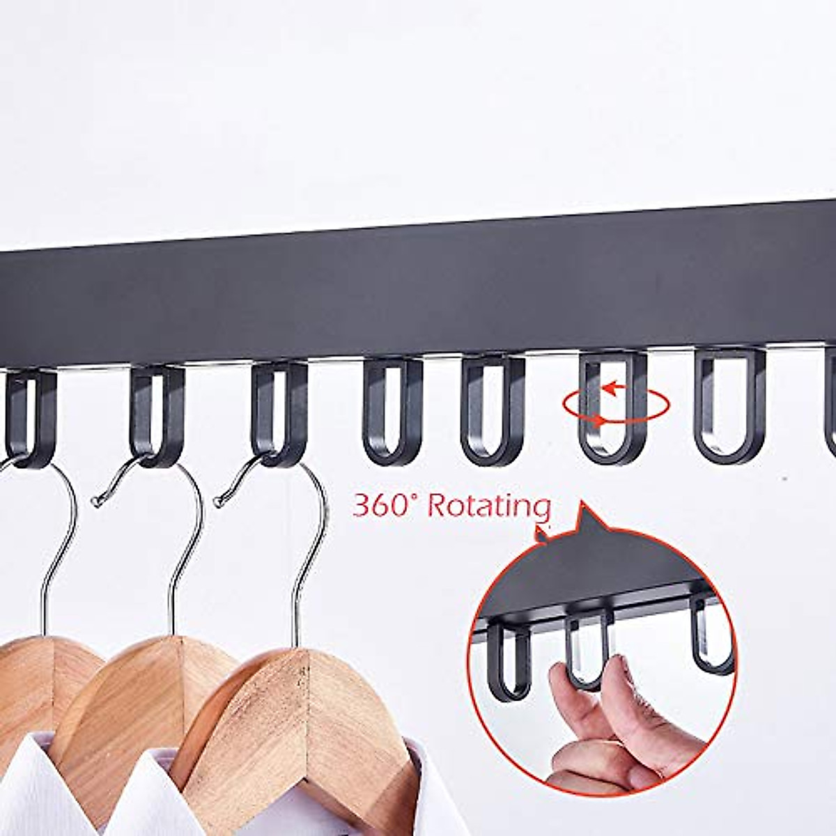 uyoyous Clothes Drying Rack 7.6 lbs Folding&Retractable 3-Level Wall Mount Space Saver Clothes Hanger with Towel Bar Laundry Drying Rack for Indoor Outdoor -Matte Black