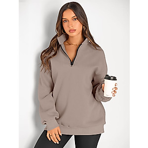 Trendy Queen Womens Oversized Half Zip Cropped Pullover Sweatshirts Fleece Jackets Quarter Zip Sweaters Hoodies Fall Clothes Outfits 2024