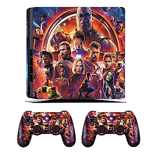 PS4 Slim Skins - Decals for PS4 Controller Playstation 4 Slim - Stickers Cover for PS4 Slim Controller Sony Playstation Four Slim Accessories with Dualshock 4 Two Controllers Skin - Ironman