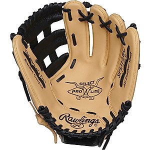 Rawlings | SELECT PRO LITE Youth Baseball Glove | Brandon Crawford Pattern | Left Hand Throw | 11.25" - Pro H-Web | Camel/Black