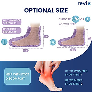 REVIX Microwavable Booties and Hot Feet Warmers for Women & Men,Heated Foot Warmer with Flaxseed Moist Heat Therapy for Foot Ankle, Cold Feet, Purple, S/M