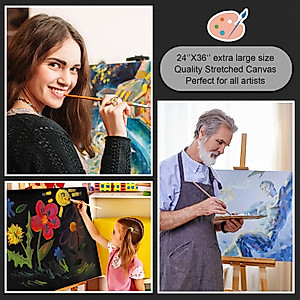 Ctosree 2 Pack Stretched Canvas for Painting, Large Black Cotton Art Large Triple Primed Profile Blank Canvases for Watercolor Acrylics Oil Painting(36 x 48 Inch)