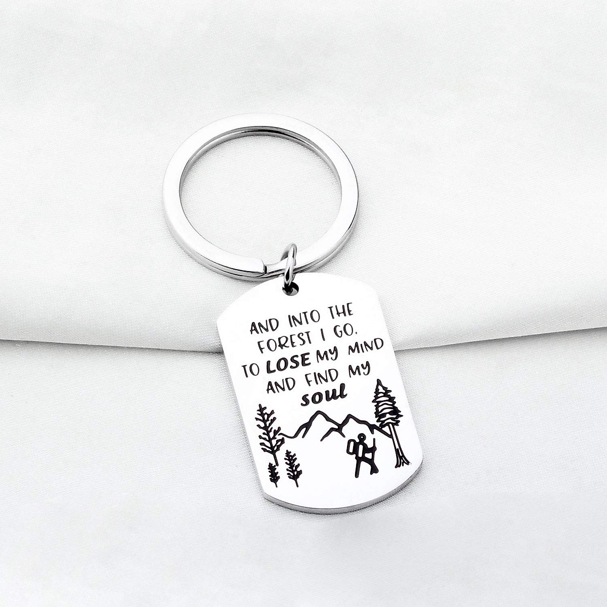 Wanderlust Keychain And Into The Forest I Go to Lose My Mind and Find My Soul Nature Lover Gift (into the forest)