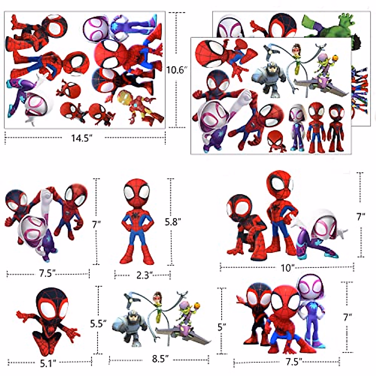 Spiderman and His Amazing Friends Wall Decals Stickers Peel and Stick Cartoon Wall Decals for Boys Room Removable Wall Art Mural Decor for Baby Girls Kids Nursery Bedroom