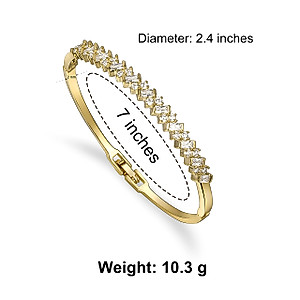 Cowlyn Open Cuff Bangle Cubic Zirconia Classic Tennis Bracelet 14K Gold Plated Jewelry for Women Women
