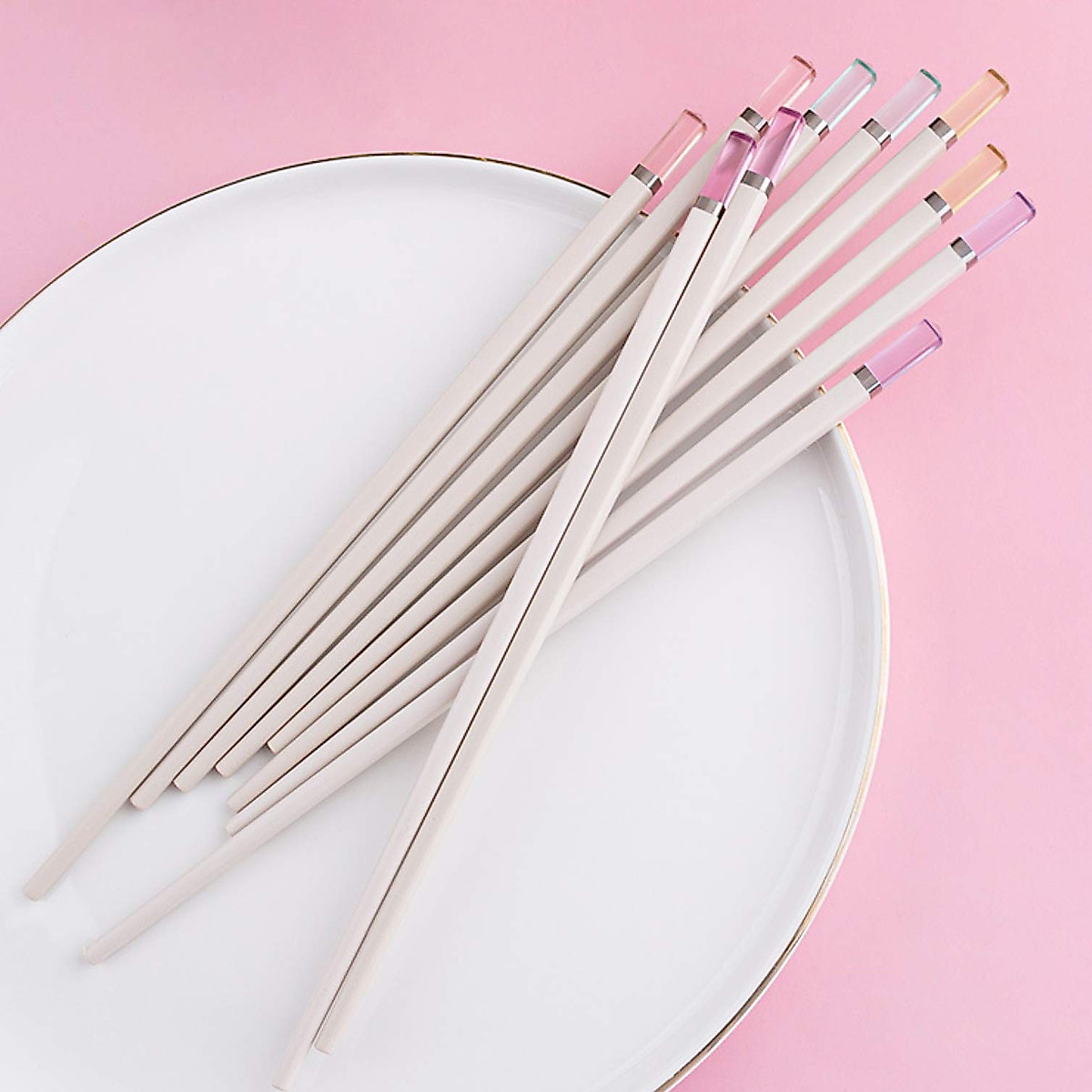 Reusable Chopsticks Japanese Fiberglass Chopsticks Lightweight Dishwasher Safe Multicolor 5 Pairs Gift Set