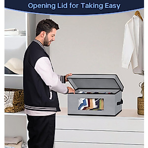 SLEEPING LAMB Stackable Hat Organzier for Baseball Caps, 2 PCS Hat Storage Boxes for Closet Hold 30 Caps with Cardboard, Grey